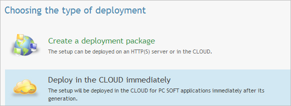 PCSCloud - Deploying the setup of a WINDEV application
